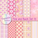 Free Pink and Peach Digital Papers with Patterned Designs