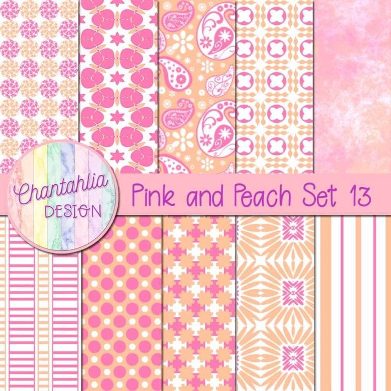 Free Pink and Peach Digital Papers with Patterned Designs