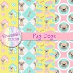 Free Pug dogs digital papers