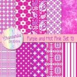 Free Purple and Hot Pink Digital Papers with Patterned Designs