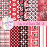 Free Red and Black Digital Papers with Patterned Designs