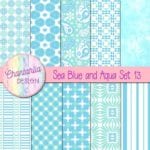 Free Sea Blue and Aqua Digital Papers with Patterned Designs