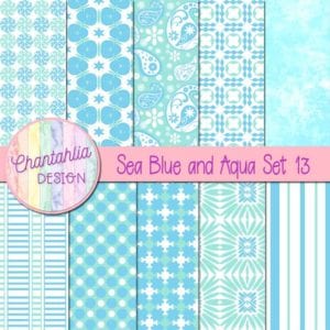 Free Sea Blue and Aqua Digital Papers with Patterned Designs