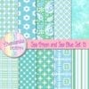 Free Sea Green and Free Sea Blue Digital Papers with Patterned Designs