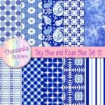 Free Sky Blue and Royal Blue Digital Papers with Patterned Designs