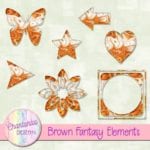 Free Design Elements in a Brown Fantasy Theme for Digital Scrapbooking