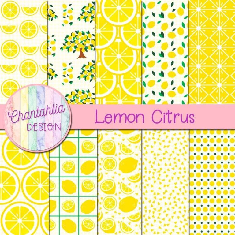Free Lemon Citrus Digital Papers for Digital Scrapbooking