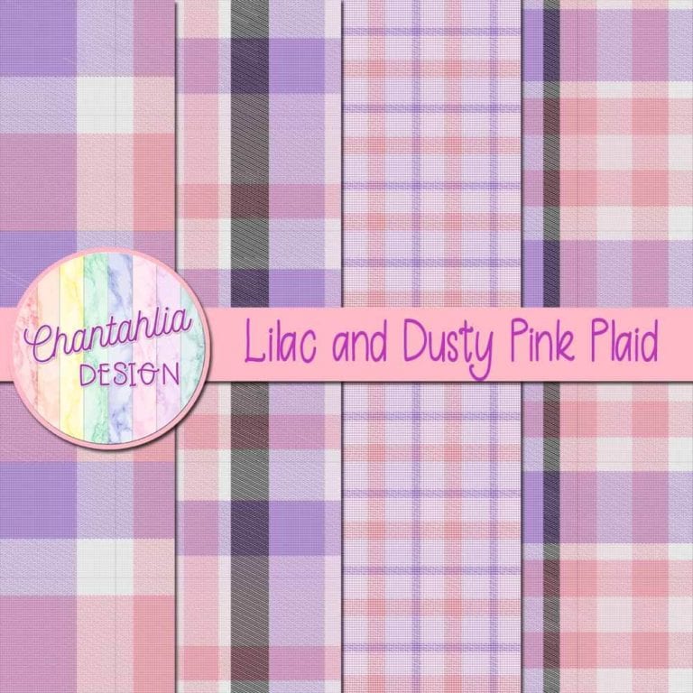 Free Lilac and Dusty Pink Digital Papers with Plaid Designs