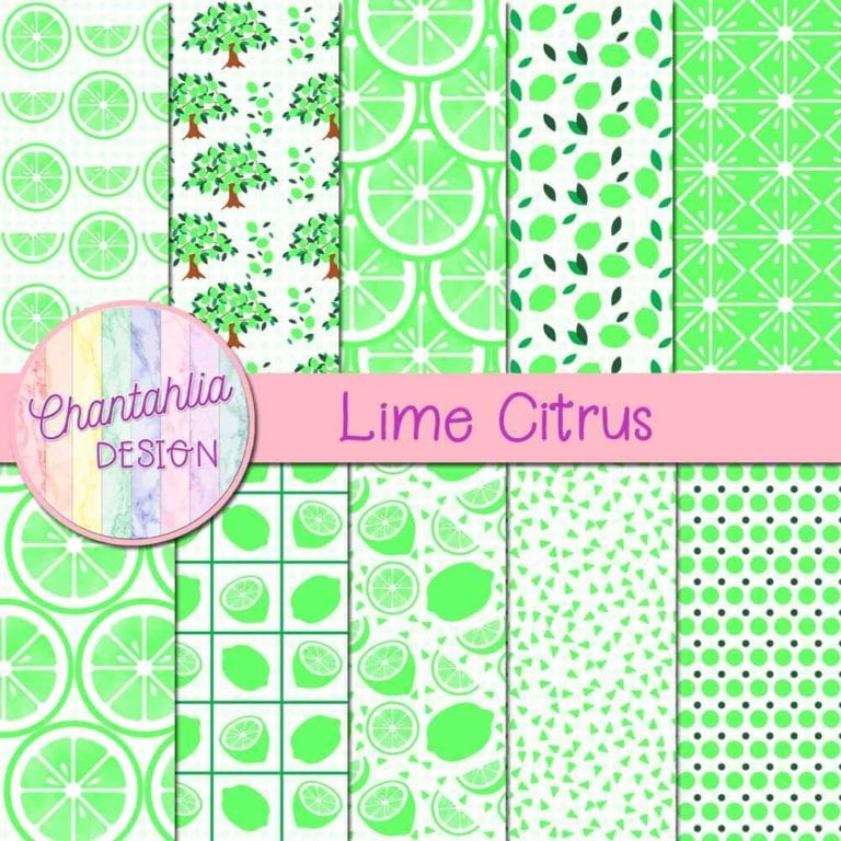 Free Lime Citrus Digital Papers for Digital Scrapbooking