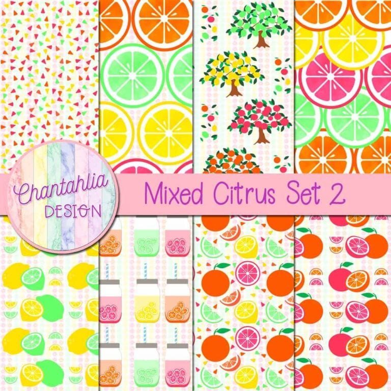 Free Mixed Citrus Digital Papers for Digital Scrapbooking