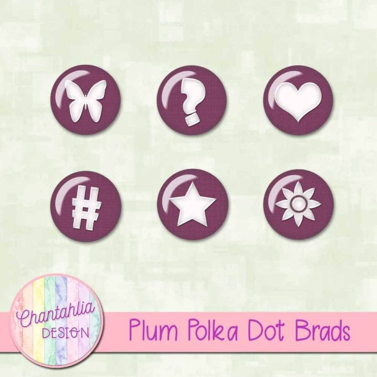 Free Plum Polka Dot Brads Design Elements