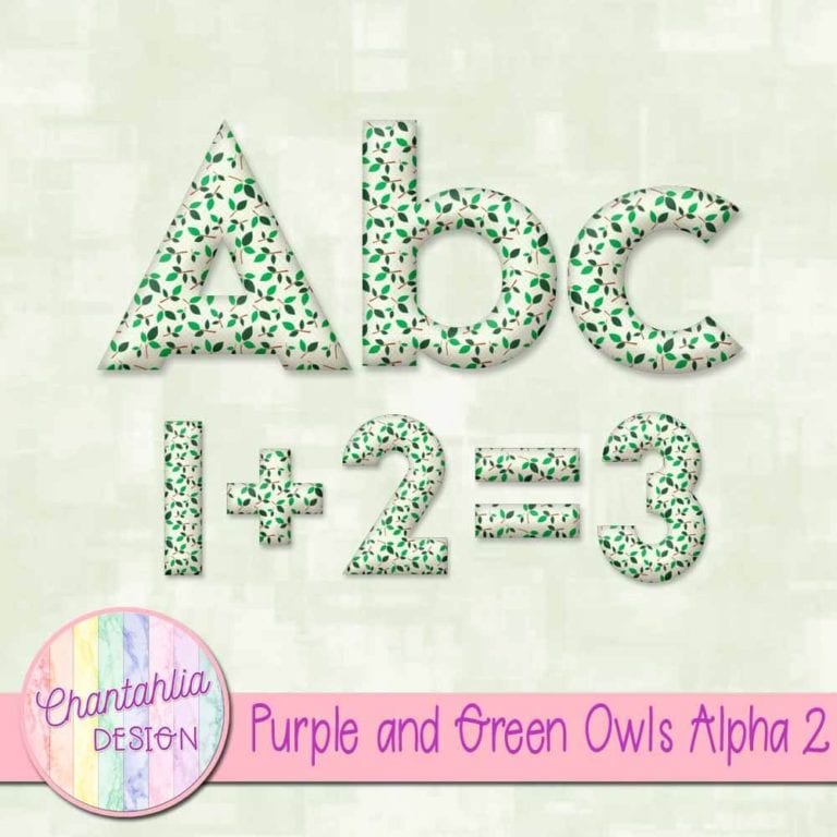 Free Alpha in the Purple and Green Owls Set for Digital Scrapbooking