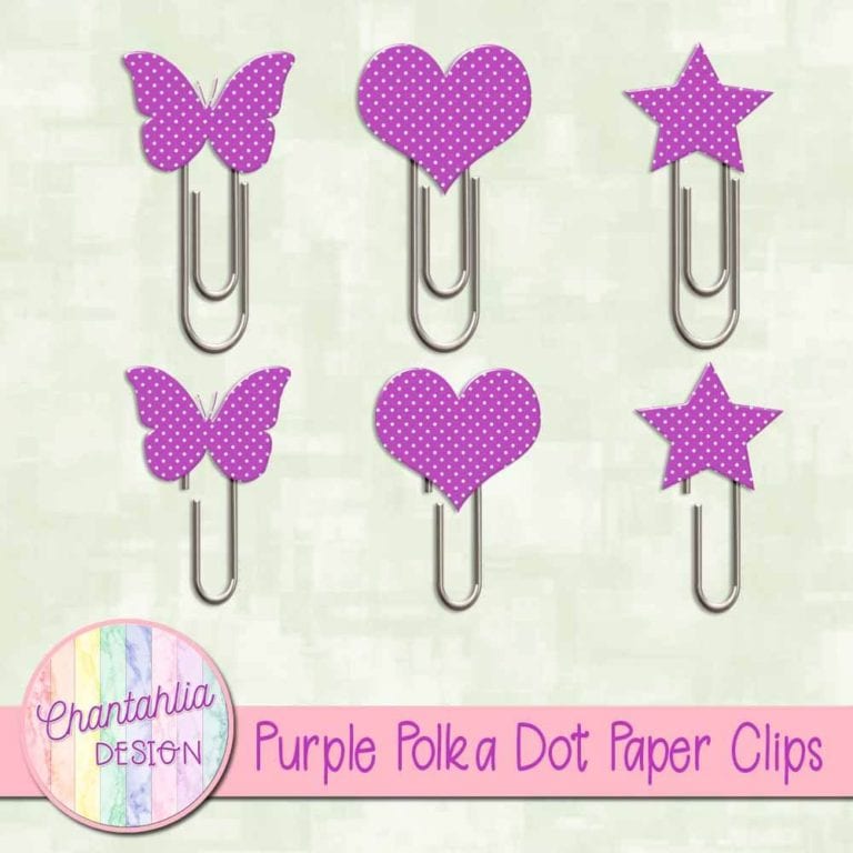 Free Purple Polka Dot Paper Clips Design Elements
