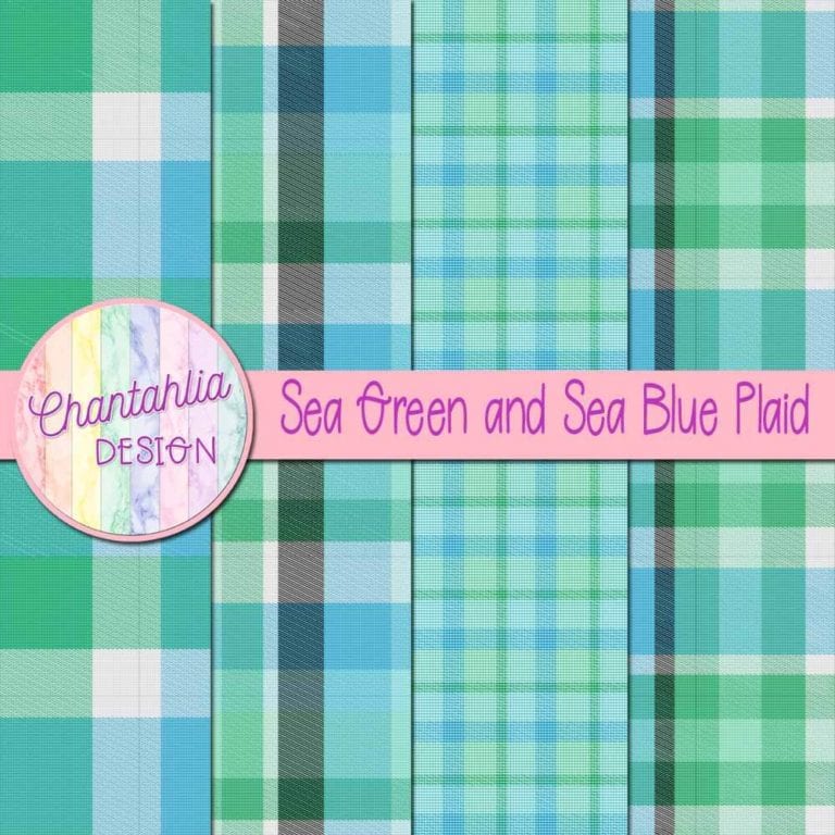 Free Sea Green and Free Sea Blue Digital Papers with Plaid Designs
