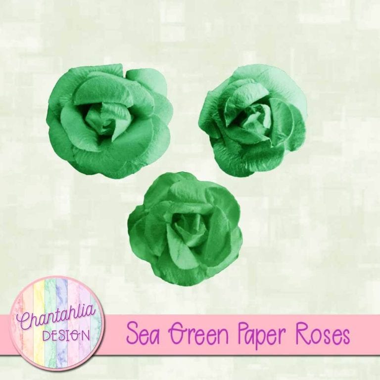 Free Sea Green Paper Roses Design Elements