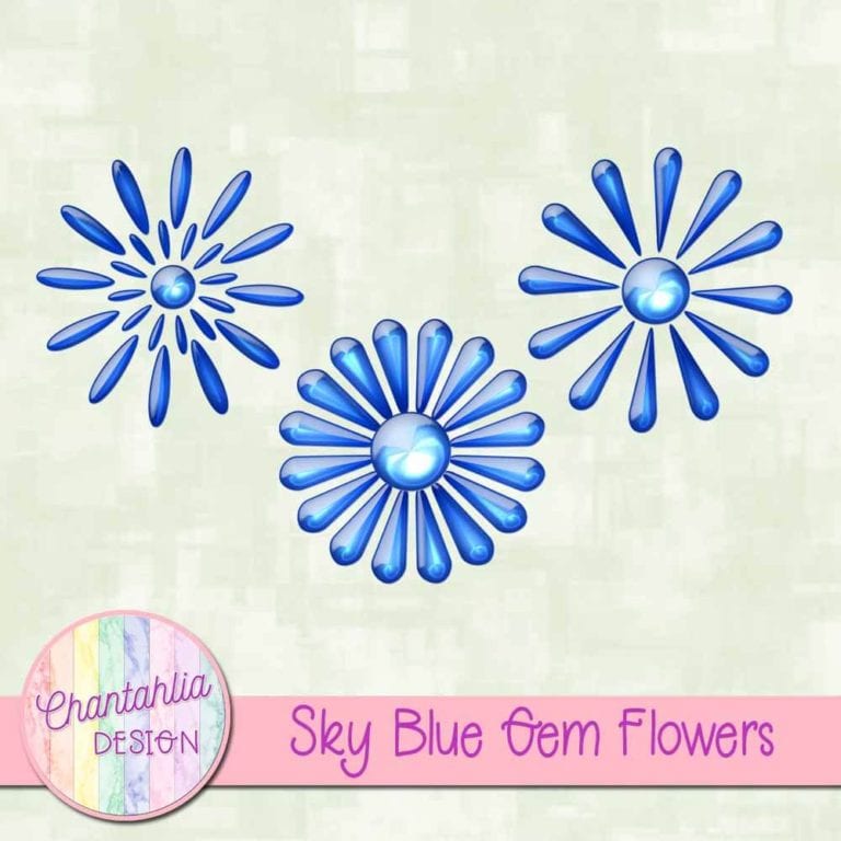 Free Sky Blue Gem Flowers Design Elements
