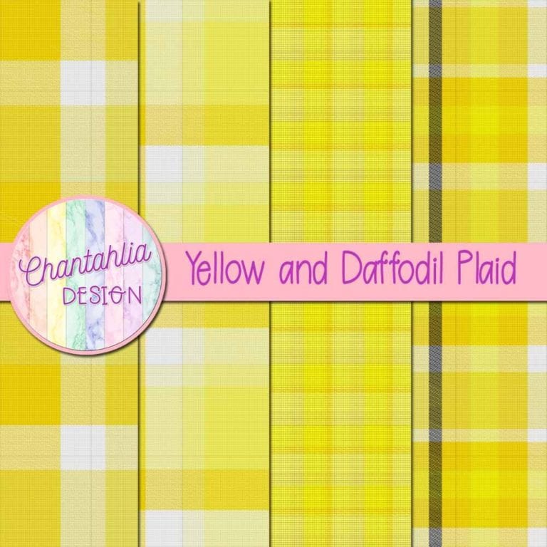 Free Yellow and Daffodil Digital Papers with Plaid Designs