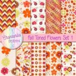 Free Digital Papers Featuring Fall Toned Flowers for Digital Scrapbooking