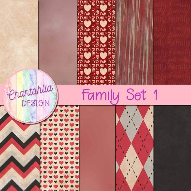 Free Digital Papers in a Family Theme for Digital Scrapbooking