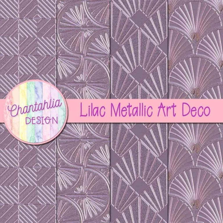 Free Digital Papers featuring Lilac Metallic Art Deco Designs