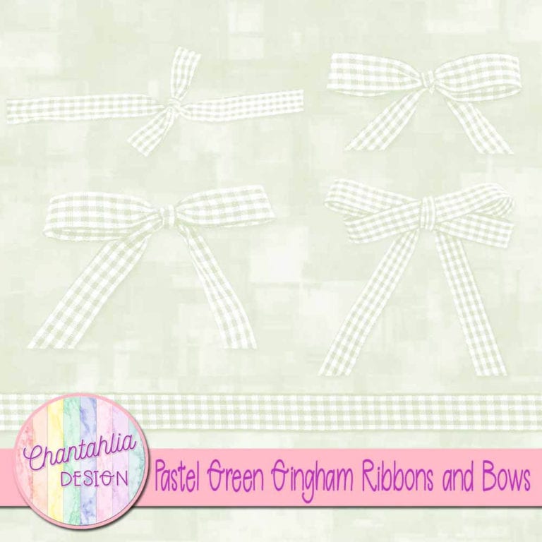 Free Pastel Green Gingham Ribbons and Bows Design Elements