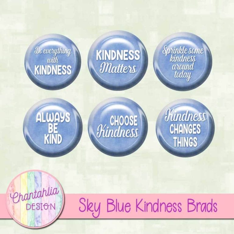 Free Sky Blue Kindness Brads Design Elements