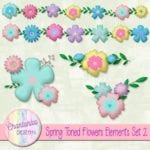 Free Spring Toned Flowers Design Elements for Digital Scrapbooking
