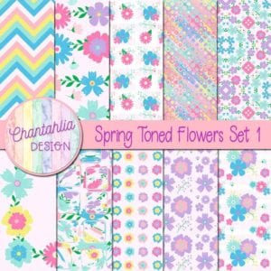 Free Spring Toned Flowers Digital Papers for Digital Scrapbooking