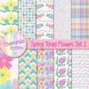 Free Spring Toned Flowers Digital Papers for Digital Scrapbooking