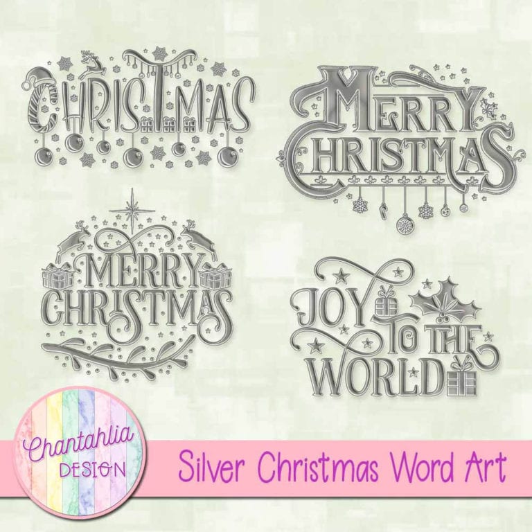 Silver Christmas Word Art - Chantahlia Design