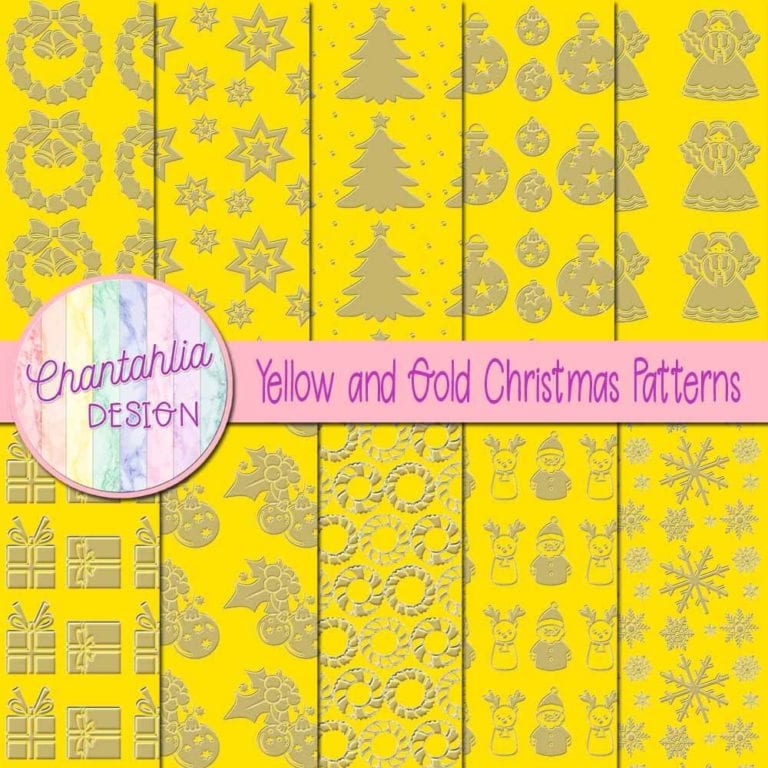 Free Digital Papers featuring Yellow and Gold Christmas Patterns