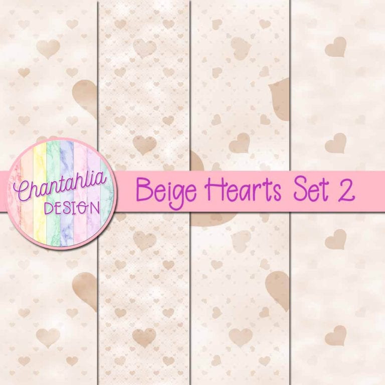 Free Digital Papers featuring Beige Hearts Designs
