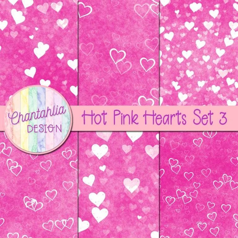 Free Digital Papers featuring Hot Pink Hearts Designs