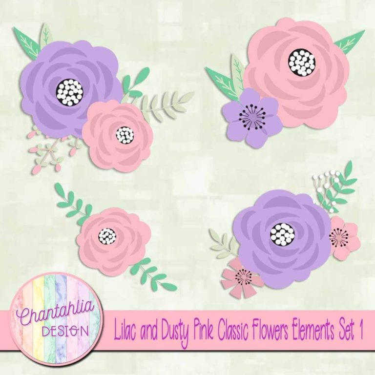 Free Lilac and Dusty Pink Classic Flowers Design Elements