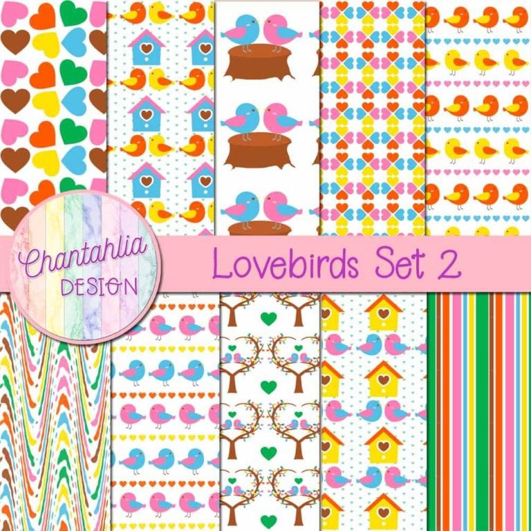 Free Lovebirds Digital Papers for Digital Scrapbooking