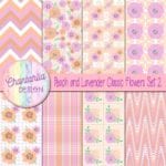 Free Peach and Lavender Classic Flowers Digital Papers