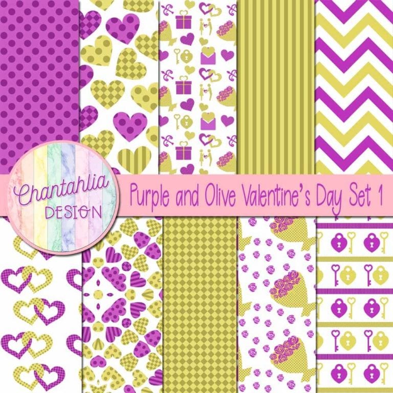 Free Purple and Olive Valentine's Day for Digital Scrapbooking