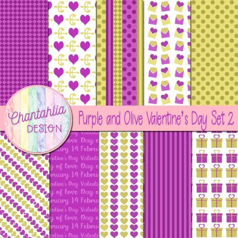 Free Purple and Olive Valentine's Day for Digital Scrapbooking