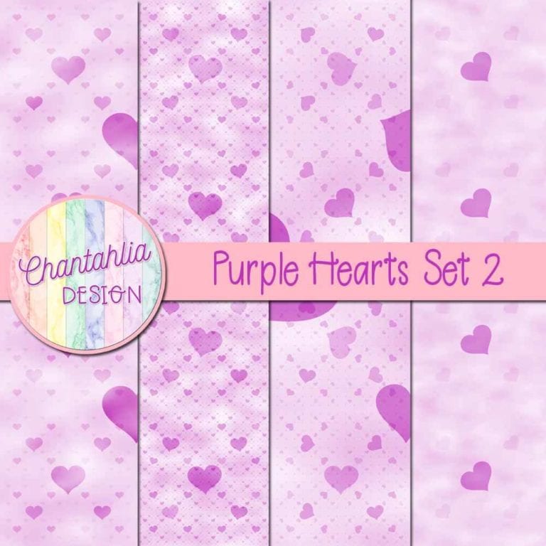 Free Digital Papers featuring Purple Hearts Designs