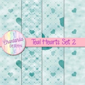 Free Digital Papers featuring Teal Hearts Designs