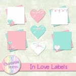 Free Labels in an In Love Theme for Digital Scrapbooking