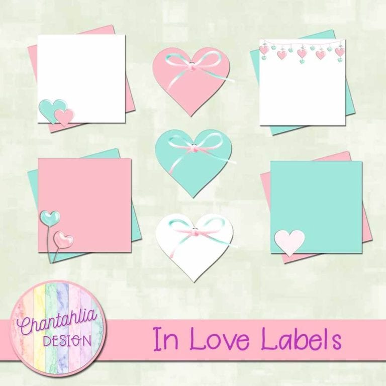 Free Labels in an In Love Theme for Digital Scrapbooking