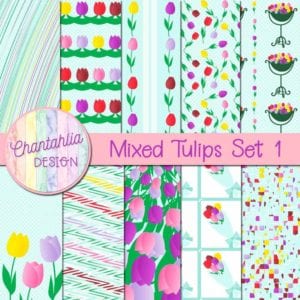 Free Mixed Tulips Digital Papers