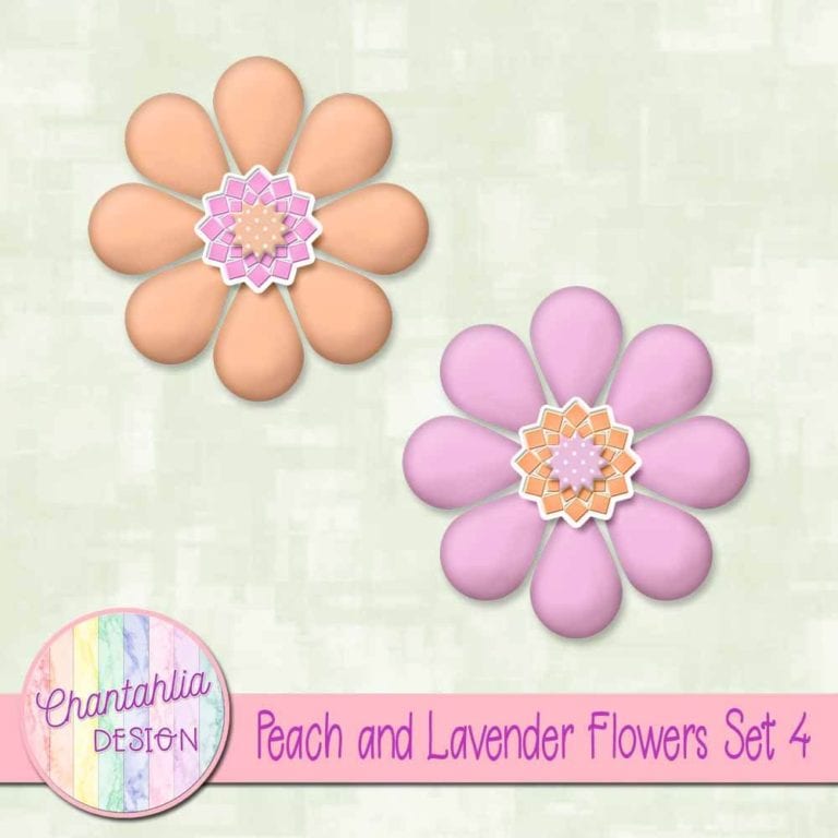 Free Peach and Lavender Flowers for Digital Scrapbooking