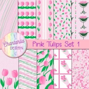 Free Pink Tulips Digital Papers