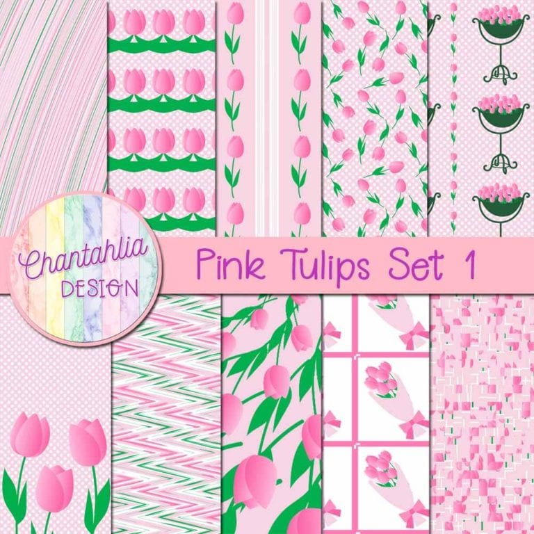 Free Pink Tulips Digital Papers