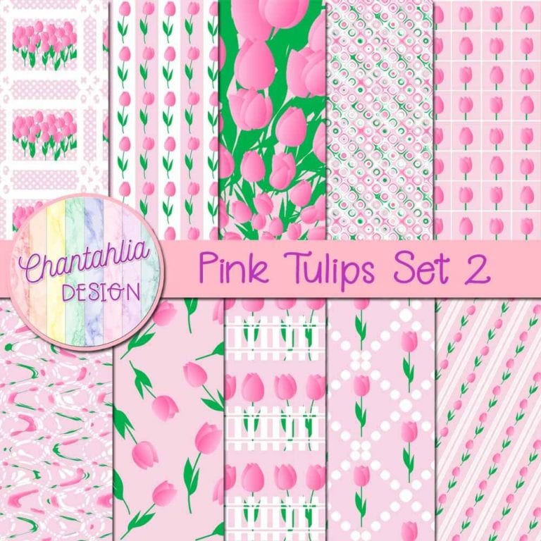 Free Pink Tulips Digital Papers