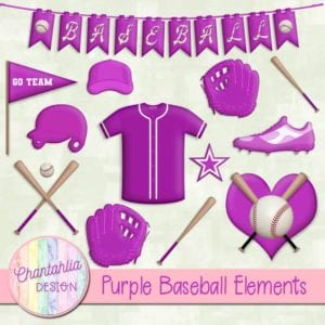 Free Purple Baseball Elements