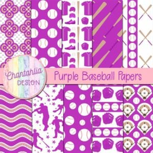 Free Purple Baseball Digital Papers
