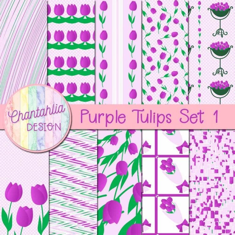 Free Purple Tulips Digital Papers